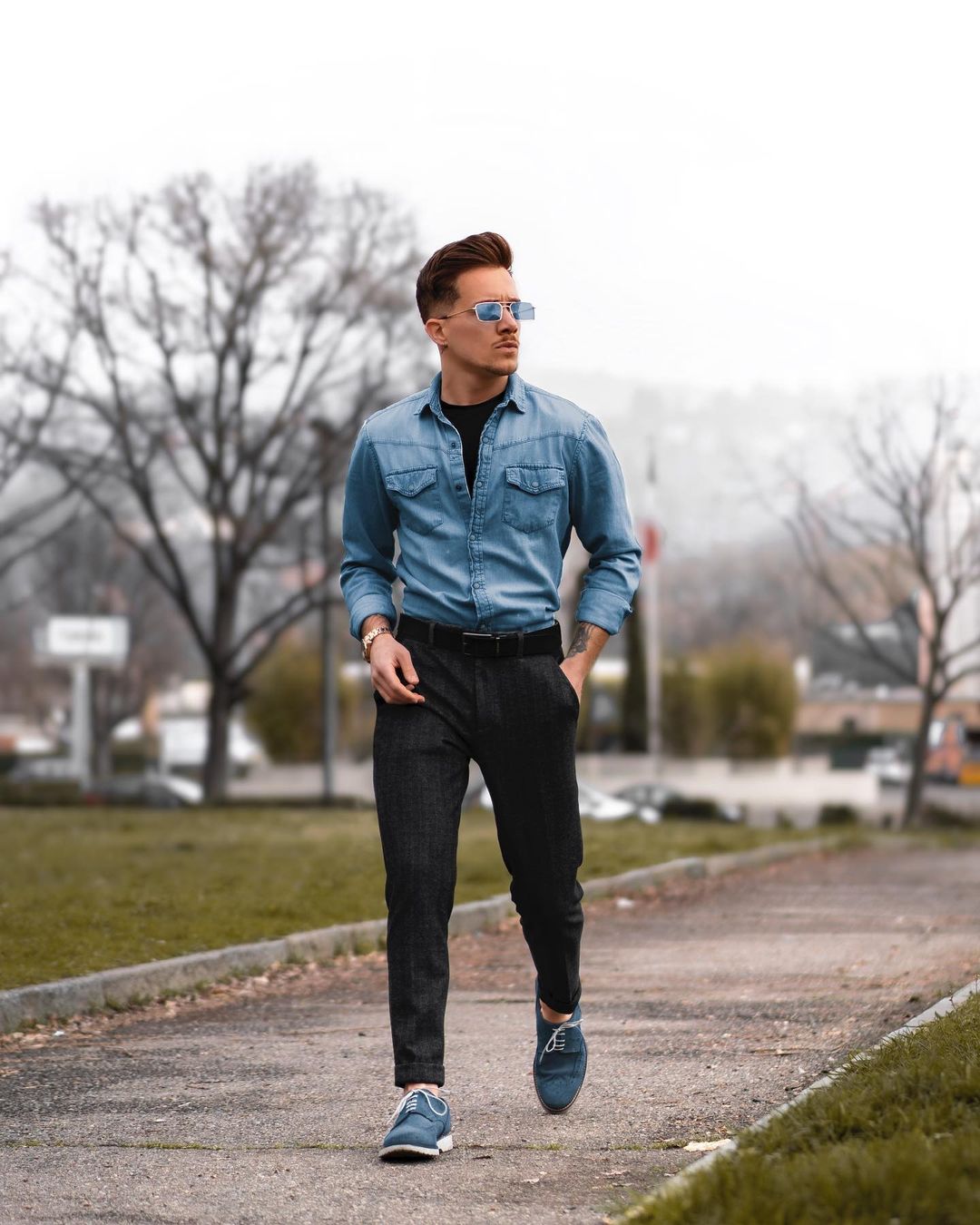 35 denim shirt outfit ideas for men. - vogueymen.com