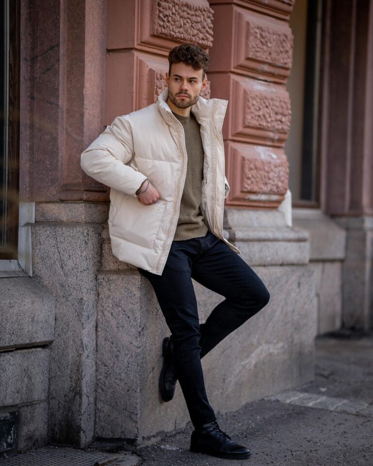 35 stylish and cozy puffer jacket outfits for guys - vogueymen.com