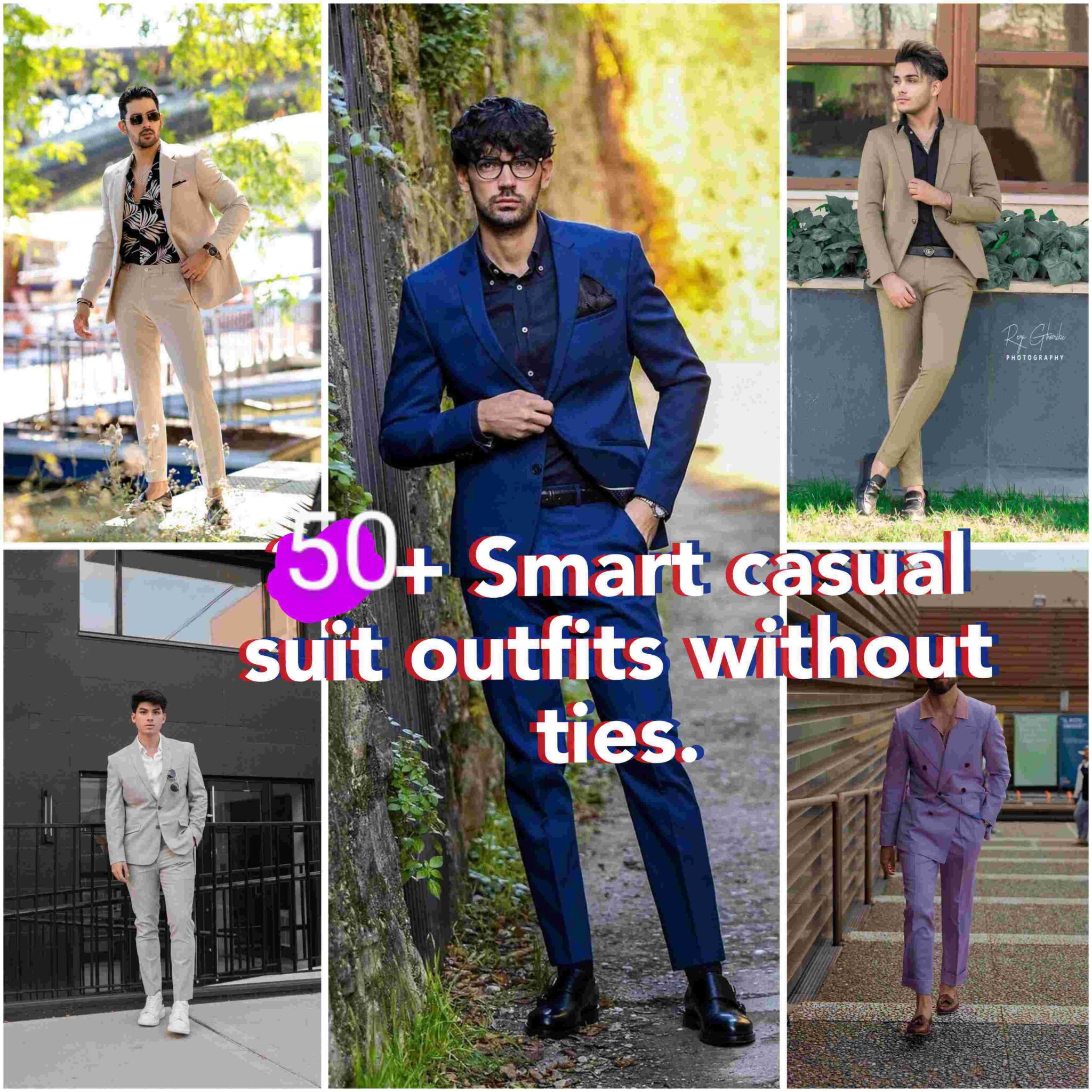 How to style a suit without a tie? 55 smart casual suits without ties ...