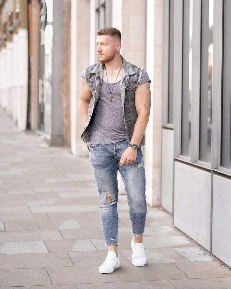How to style a denim vest? 35+ denim vest outfits for men. - vogueymen.com