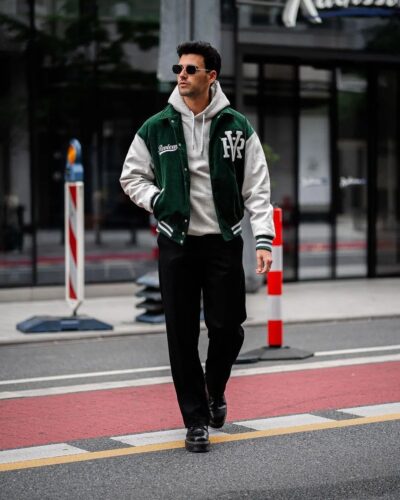 Mastering cool: 43 men's varsity jacket outfits for every occasion ...