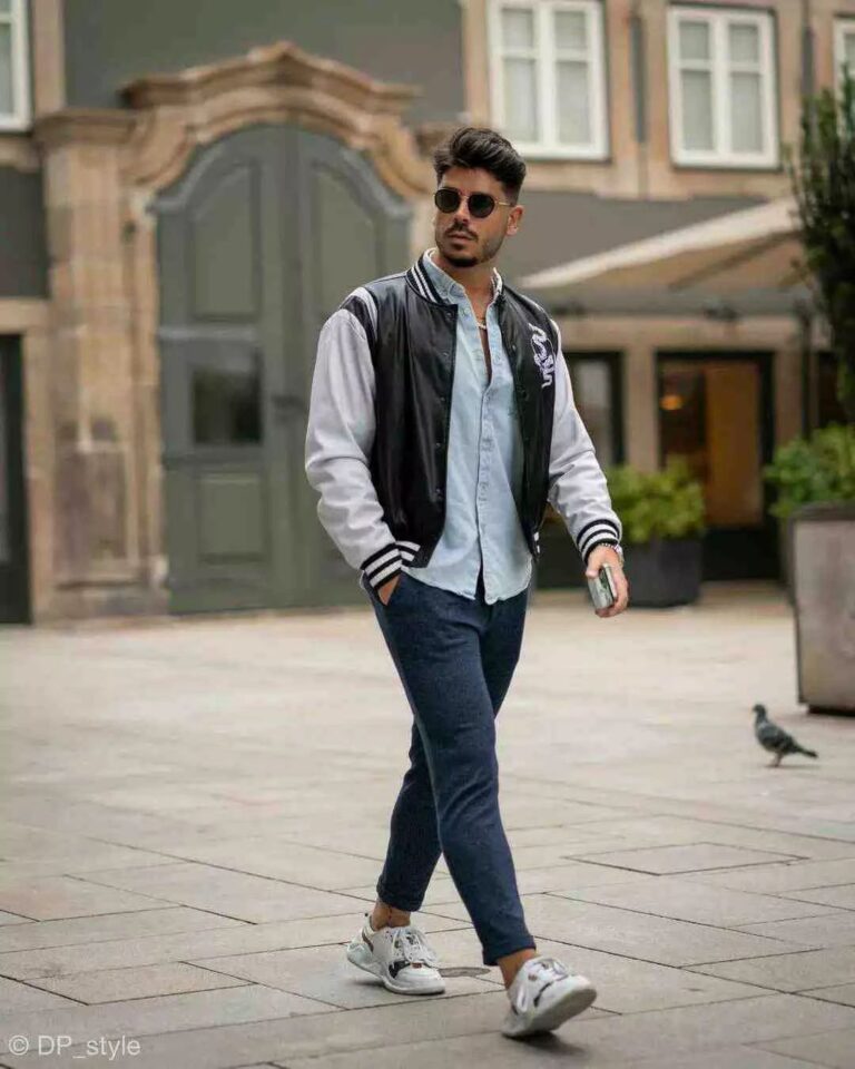 Mastering cool: 43 men's varsity jacket outfits for every occasion ...